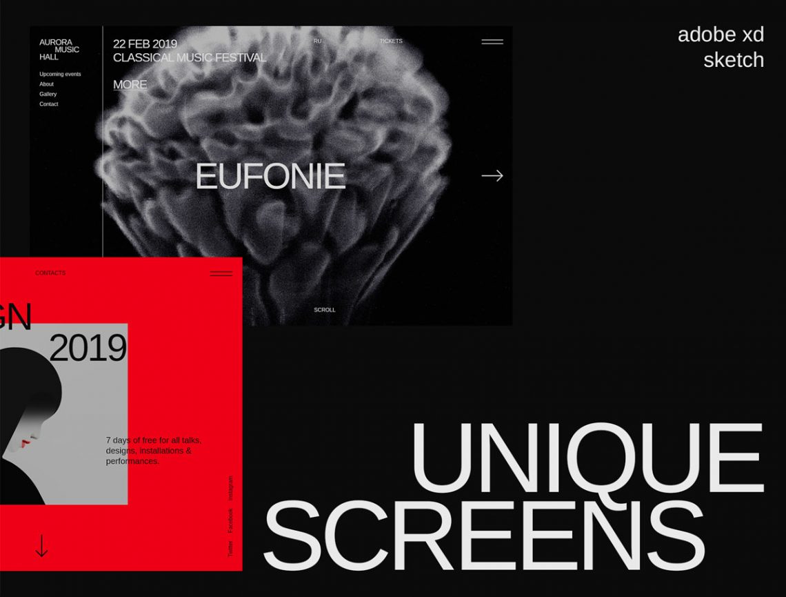 Aurora - Free Web Elements for Adobe XD and Sketch on The Designest