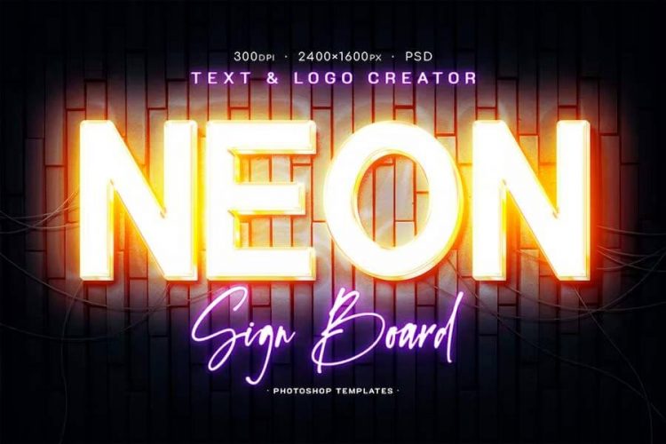 25+ Best Neon Sign Mockup Templates - The Designest