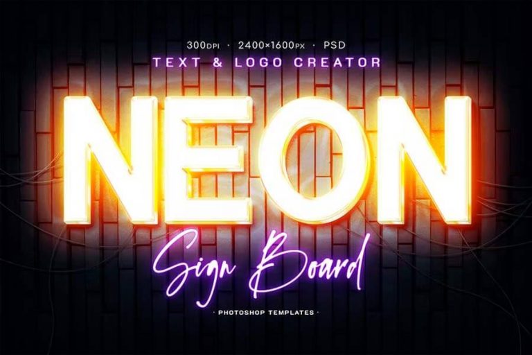 25+ Best Neon Sign Mockup Templates - The Designest