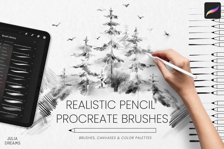 30+ Best Free Procreate Pencil Brushes (incl. Paid Versions)